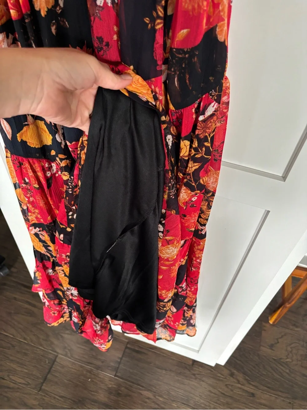 Baltic Born | Dresses | Baltic Born Red And Black Floral Patchwork Maxi ...